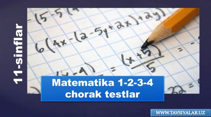 6-sinf Matematika fanidan testlar va olimpiada masalalari testlari
